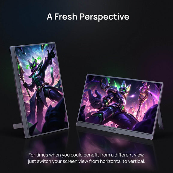 New Gray 144Hz Portable Monitor with Anti-Glare & Slim Bezel - Arzopa