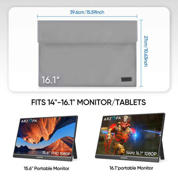 Portable Monitor 16.1" Sleeve Bag - Arzopa Laptop Sleeve Bag | Water ...